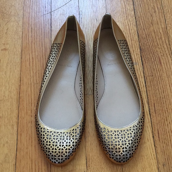 J. Crew | Shoes | Jcrew Gold Flats | Poshmark
